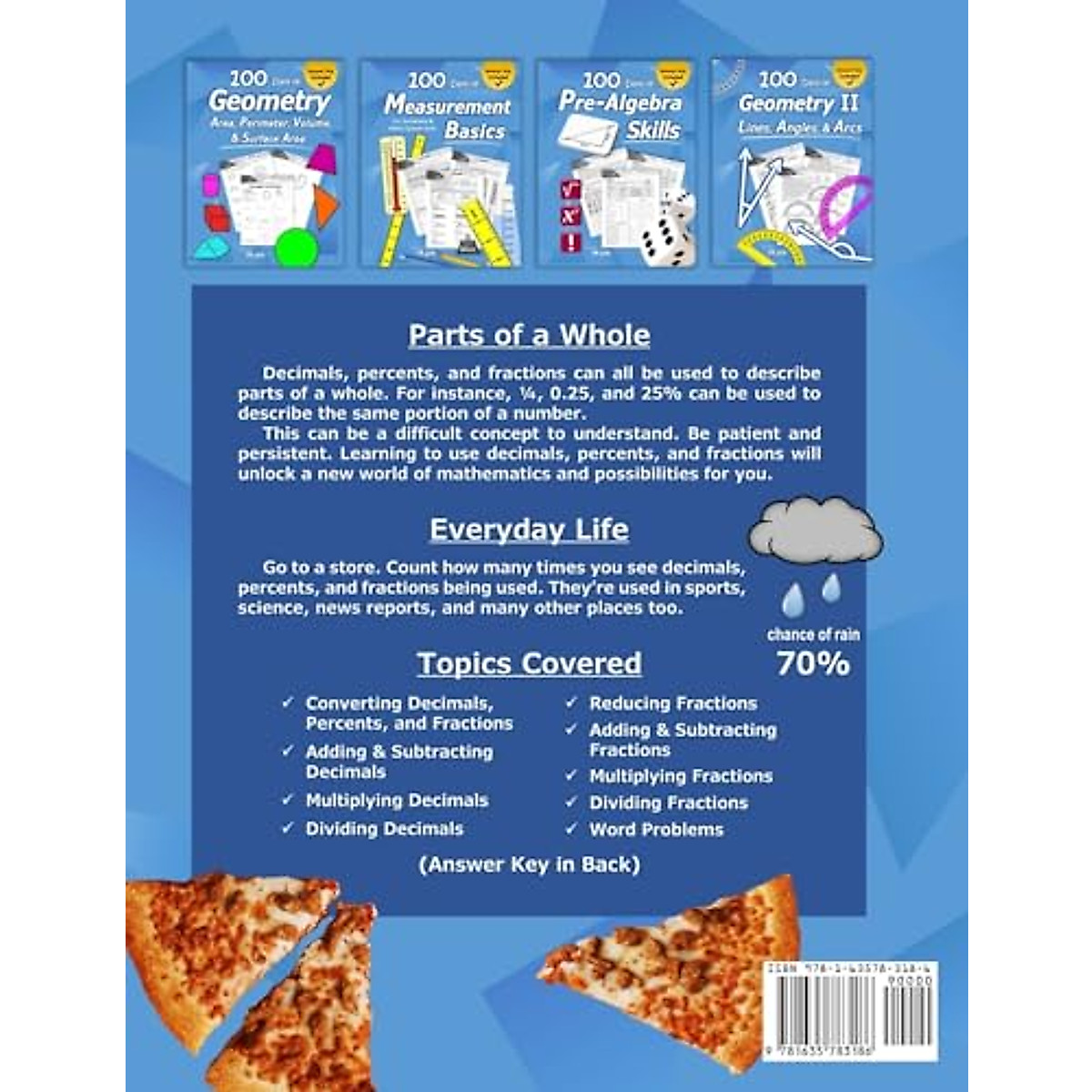 Humble Math - 100 Days of Decimals, Percents & Fractions: Advanced Practice Problems (Answer Key Included) - Converting Numbers - Adding, Subtracting, ... Fractions - Reducing Fractions - Math Drills