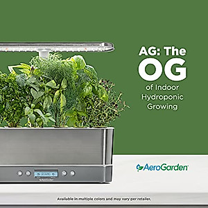 AeroGarden Harvest Elite Slim Indoor Garden Hydroponic System with LED Grow Light and Herb Kit, Holds up to 6 Pods, Platinum