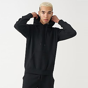 Blank Knights Men's Hooded Sweatshirt Plain Blank Casual Soft Brushed Fleece Hoodie, Black, Large