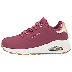 Skechers Women's UNO-Shimmer Away Sneaker, Burgundy, 7.5