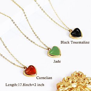 SmileBelle Heart Necklace Carnelian Necklace for Girls, Gold Heart Necklaces Spiritual Gifts for Women, Red Crystal Heart Necklace as Carnelian Jewelry for Birthday or Lover Anniversary Gifts for Her