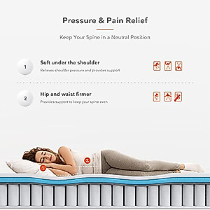 Sweetnight Hybrid Mattress, King Mattress 12 Inch Plush Pillow Top King Size Mattressm, Individually Pocket Spring Hybrid Mattress with Cooling Gel Memory Foam for Motion Isolation and Cooler Sleep