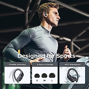 Wireless Earbuds Bluetooth 5.3 Headphones 130Hrs Playtime Wireless Charging Sports Earphones with LED Power Display IPX7 Waterproof Over-Ear Buds with Earhooks Stereo Bass Headset for Workout Running