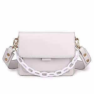 Fashion Purses and Handbags for Womens PU Leather Shoulder Messenger Bags (White)