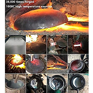 Bingmao Chinese Hand Hammered Iron Wok and Stir Fry Pans,Non-stick,No Coating,Less Oil,Flat Bottom Induction Suitable (34CM/13.4 inch DIAMETER)