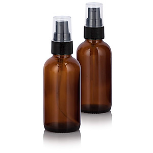 JUVITUS Amber Glass Boston Round Black Treatment Pump Bottle - 2 oz (2 Pack)
