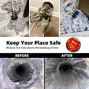 SEKKVY 30 feet Dryer Duct Cleaning Kit Chimney Cleaner Brush Lint Remover Use with or Without Drill Includes 18 Rods and 2 Nylon Brush Heads