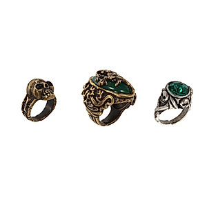 elope Disney Pirates of the Caribbean Jack Sparrow Costume Ring Set for Adults and Teens
