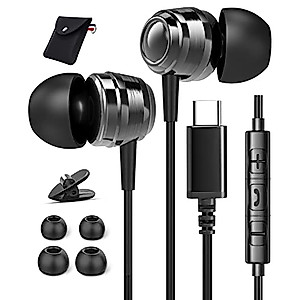 USB C Headphones, USB C Earbuds, USB Type C Earphone USB C Headphone Plug Noise Canceling in-Ear Headphones with Microphone for Samsung S23 S22 Ultra Z Flip 4 S21 Google Pixel 6a 7 Pro iPad Pro Air 5