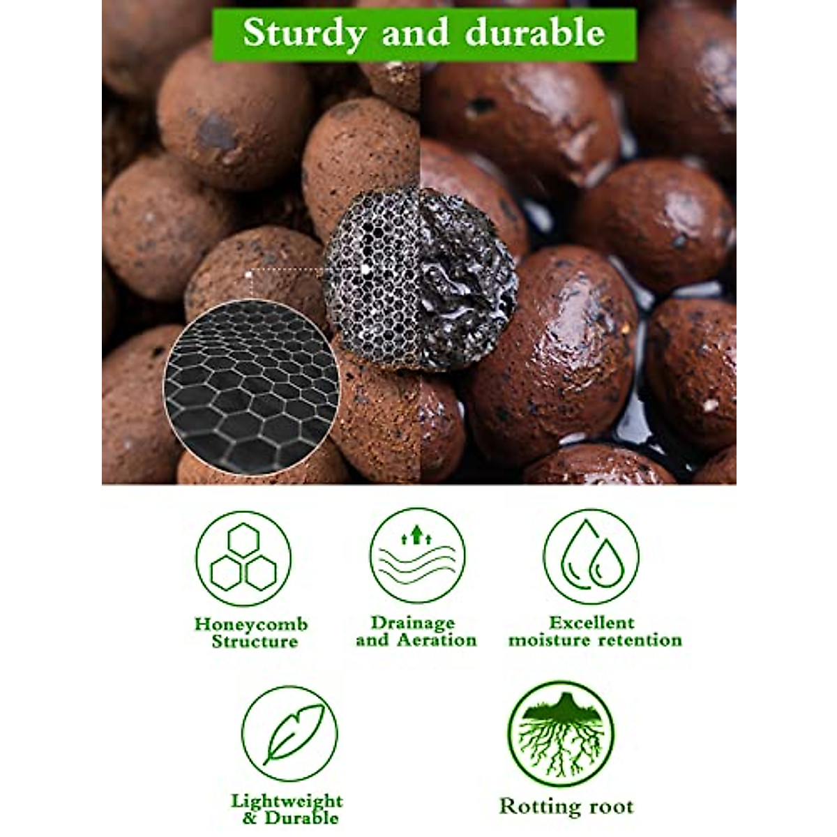 11LB Organic Expanded Clay Pebbles,for Soil Hydroponic Rocks Orchids,Indoor Plants,Succulents (11)