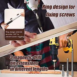 Drill Bit Holder Extension 6Pc Flexible Magnetic Swiveling Bit Tip Holder Bar Set Chuck Adapter Extender Pivot Impact Driver Screw Pivoting Screwdriver Release Rotary Extender for Tight Space Corner