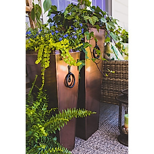 H Potter Tall Planter Antique Copper Patio Deck Indoor Outdoor Garden Flower Planters Set of 2