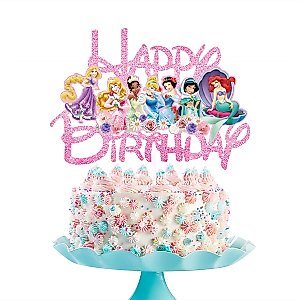 Princess Birthday Party Supplies, Princess Cake Toppers For Girls, Pink Glitter Princess Cake Decorations Castle Party Decorations Theme Birthday Party Suppliers for Princess Party Supplies Décor