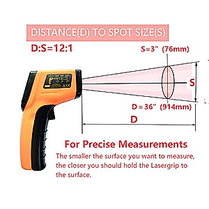 Infrared Thermometer Temperature Gun, Digital Thermometer Non-Contact Laser Infrared Ir Thermometer Gun(Not for Human) -58℉～752℉(-50℃～400℃) - Cooking Gun, Freezer Oven Thermometer