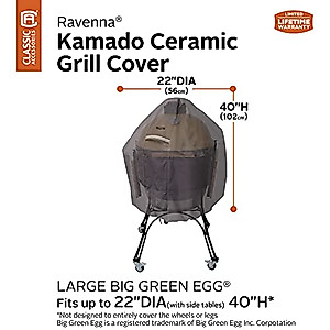 Classic Accessories Ravenna Water-Resistant 22 Inch Kamado Ceramic BBQ Grill Cover, Dark Taupe