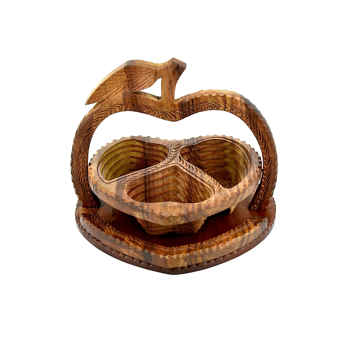 Baskets I Folding Wooden Basket I Collapsible Adjustable Basket I Decorative Rosewood color I Gift for Mom Wedding Gift Christmas I by DAWN HANDICRAFTS (Apple - 1 Compartment)