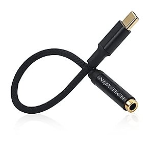 NLJX TECH USB C to 3.5mm Audio Adapter, USB Type C to 3.5mm Headphone Jack Adapter Female to Male for Samsung S8 S20 Series, S21, Note10, Pixel 2, iPad, MacBook（Black）
