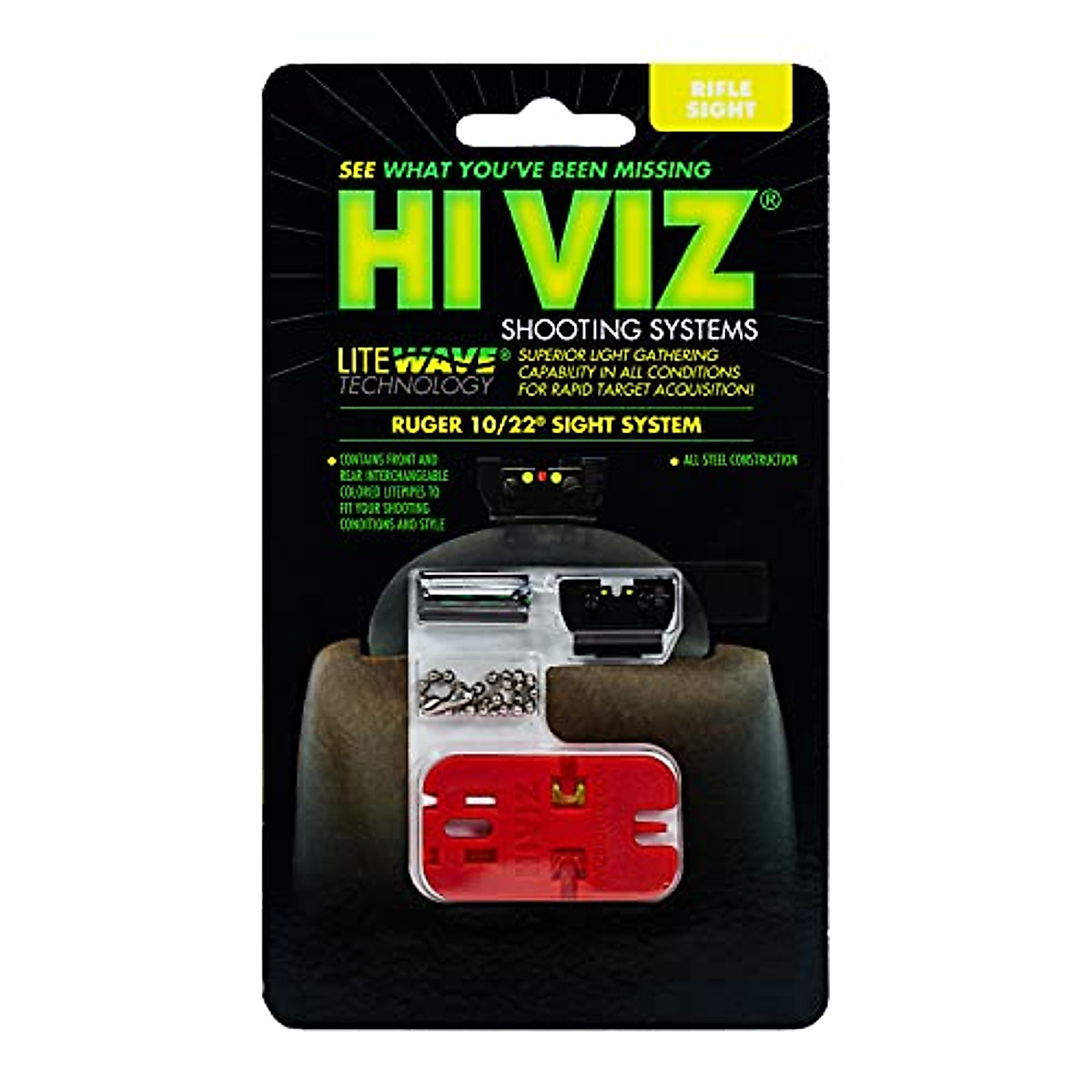 HIVIZ RG1022 Ruger 10/22 Front and Rear Combo Pack,Green, Red, White