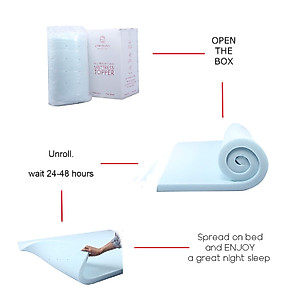 Empyrean Bedding Mattress Topper - 3 Inch Memory Foam Mattress Topper, Gel Infused Cooling Mattress Pad, King Size.