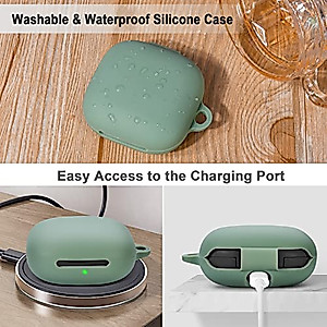 Beats Fit Pro Case Cover, AIRSPO Soft Silicone Case for Beats Fit Pro 2021 Shockproof Beats Fit Pro Earbuds Case Covers with Keychain (Cactus Green)