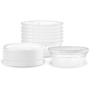 Kosherific Premium Plastic Food and Deli Storage Containers With Airtight Lids 8oz (12 Count) | Stackable, Freezer Safe, Leakproof