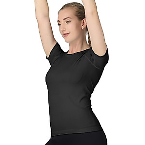 MathCat Workout Shirts for Women,Workout Tops for Women Short Sleeve,Yoga T Shirts for Women,Breathable Athletic Gym Shirts Black