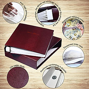 HAOWEIH 4x6 Maroon Paper Photo Album, 500 Photos, Protective Cover, Flexible Page Binding