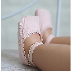 BEHELE Baby Girl Socks with Grips Lace Non-skid Toddler Socks Newborn Infants Anti Slip Skid Princess Mary Jane Dress Socks 0-3T 5 Pairs (S(3-12month))