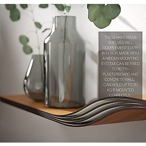 Floating Shelves with Hidden Mount, Wall Shelf with White Decor, Modern Furniture Made of Natural Wood, Geometric Wooden Shelf Office Bookshelves Bathroom Storage Bedroom (Cherry, 120cm (47.2 inch))