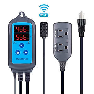 Inkbird WiFi ITC-308 Digital Temperature Controller with WiFi IHC-200 Humidity Controller with Outlet for Mushroom Humidifier Dehumidifier Reptile Greenhouse Home Brewing