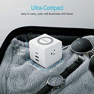 Power Strip with USB C Ports, KingTSYU Travel Surge Protector Tower Extension Cord with 2USB A/2AC Outlets/Phone Wireless Charger, PD 45W Fast Charging Power Deliveryfor Laptop MacBook Pro,Dorm/Office