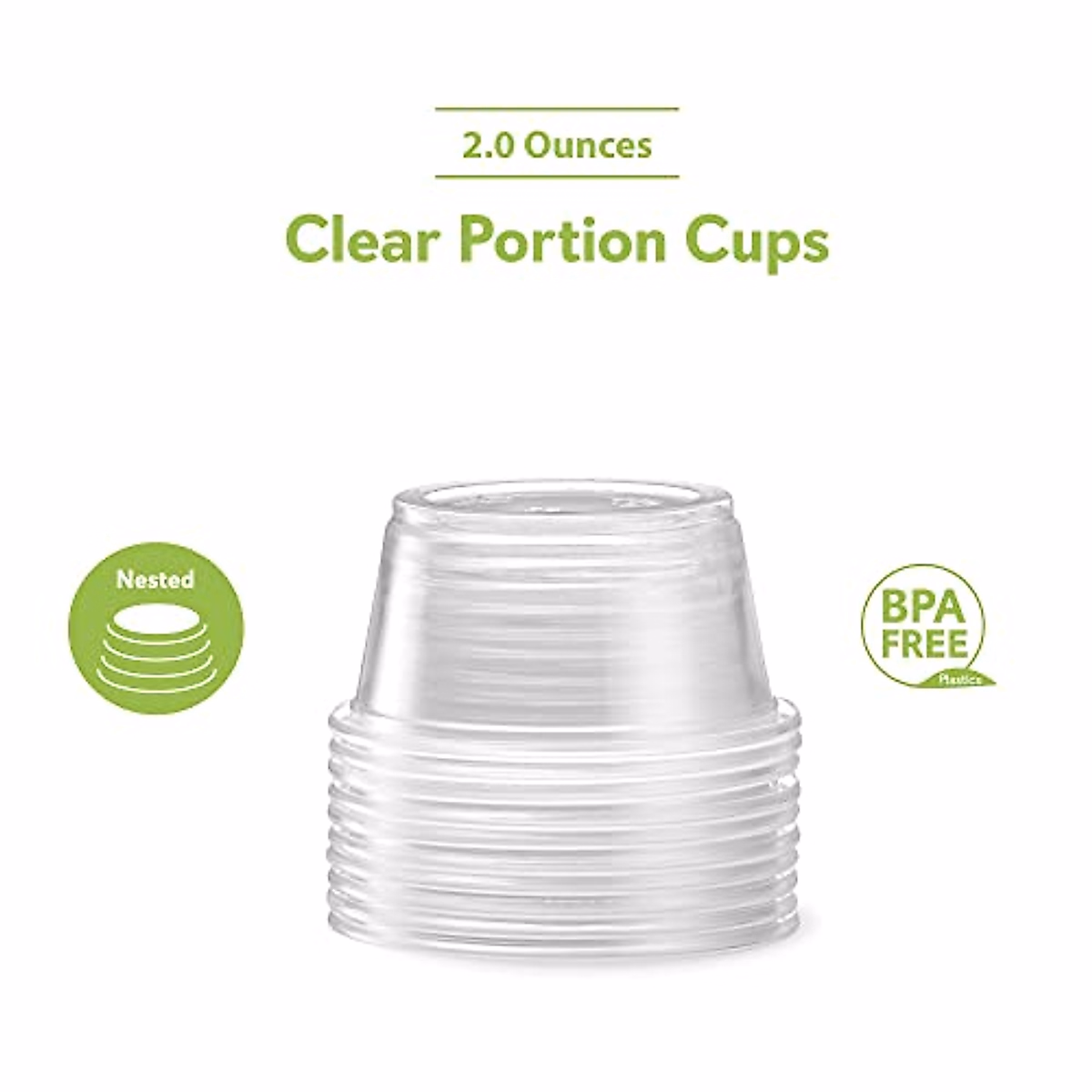 {2 oz - 200 Cups} Clear Diposable Plastic Portion Cups No Lids, Small Mini Containers For Portion Controll, Jello Shots, Meal Prep, Sauce Cups, Slime, Condiments, Medicine, Dressings, Crafts, Disposable Souffle Cups & Much more