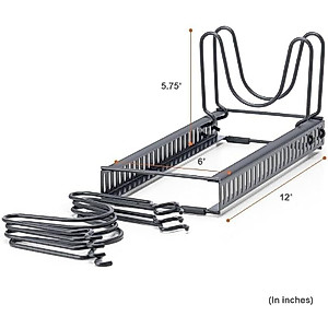 Better Things Home Pot Lid Organizer for Cabinet with 6 Adjustable Dividers - Anti-Scratch Padding - Bakeware, Cookware – Perfect for Kitchen Organization (Dark Grey)