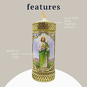 Hand Crafted Saint Jude Catholic Prayer Candle, Unscented Decorative Candles for Devotional, Religious Gifts for Christian Men and Women, 4.75 Inches