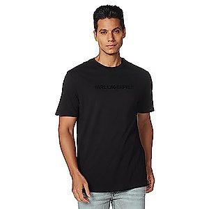 Karl Lagerfeld Paris mens Logo Short Sleeve Crew Neck T-shirt T Shirt, Black, Small US