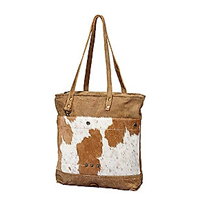 Hazel Opulence Brown Genuine Hair-On Leather Tote Bag