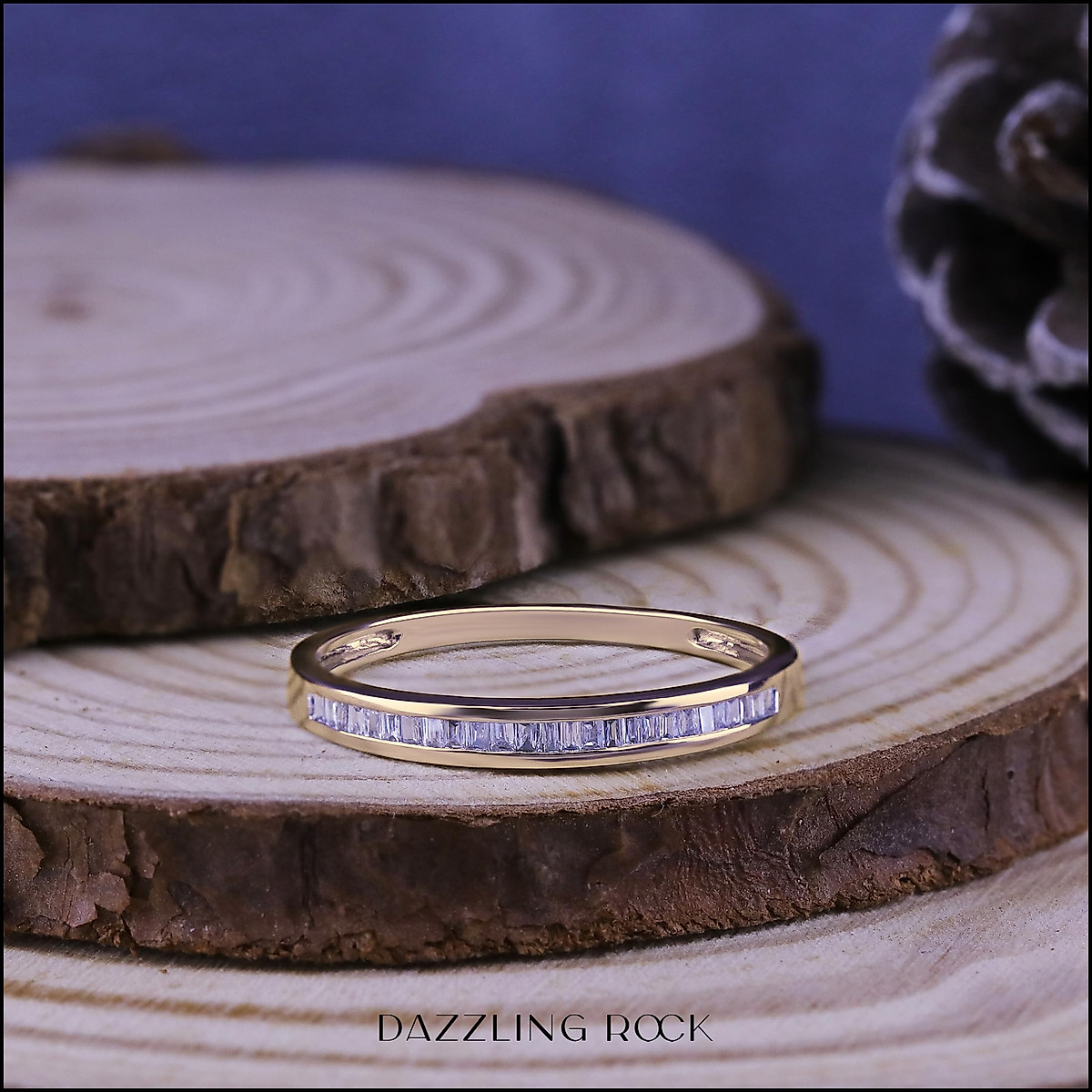 Dazzlingrock Collection 0.13 Carat (ctw) 14K Baguette Diamond Ladies Wedding Band Stackable Ring, Yellow Gold, Size 6