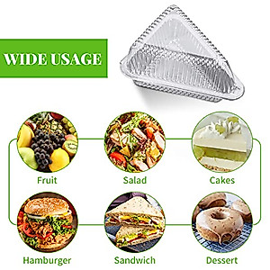 HIQQUGU 50 PCS Triangle Plastic Hinged Take Out Containers Clamshell Take Out Tray, Clear Plastic Take out Containers for Dessert, Cakes, Cookies, Salads, Pasta, Sandwiches (5.5x4x3 in)