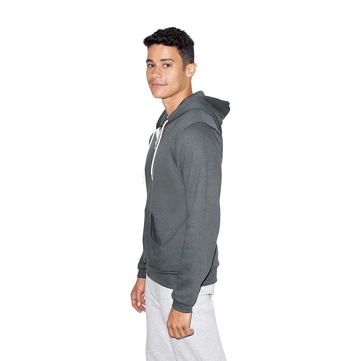 American Apparel Men's Flex Fleece Long Sleeve Zip Hoodie, Asphalt, X-Small