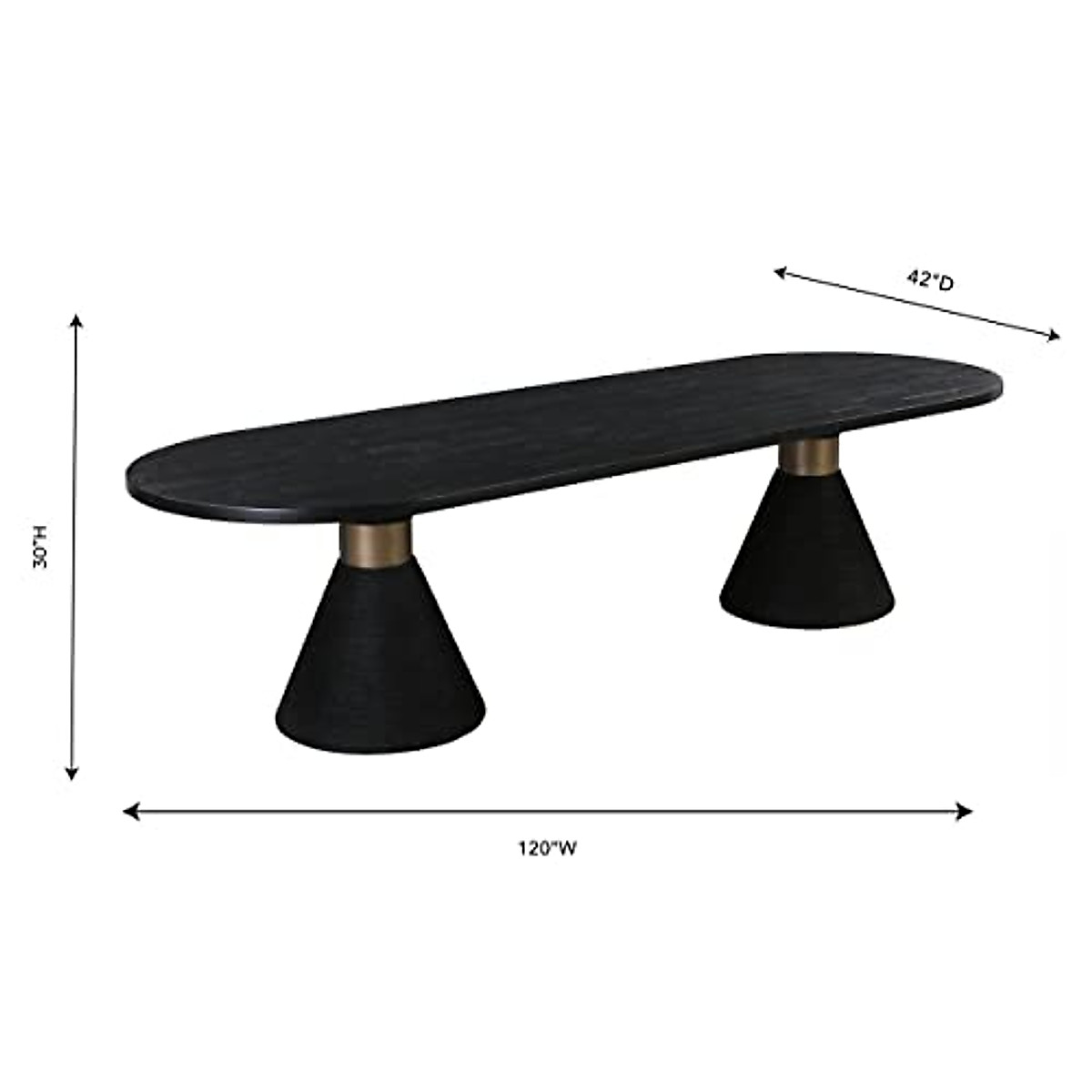 TOV Furniture Rishi 30" H Oval Rope Modern Acacia Wood Dining Table in Black