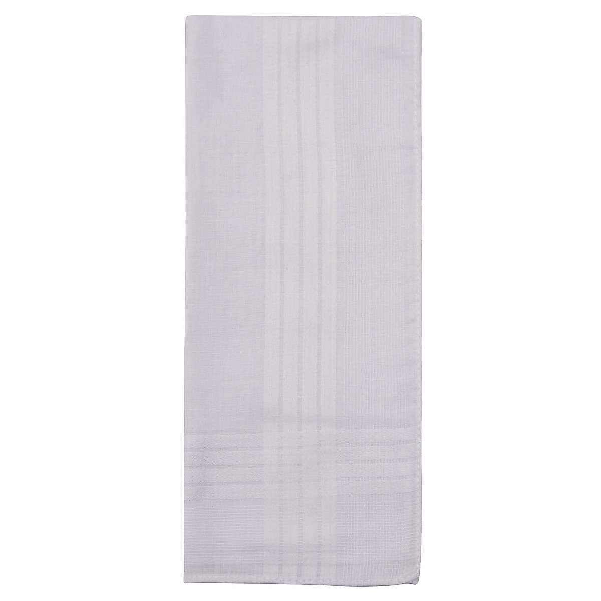 Perry Ellis 12 Pack Handkerchief (Permanent Press White with Satin Cord, 16" x 16")