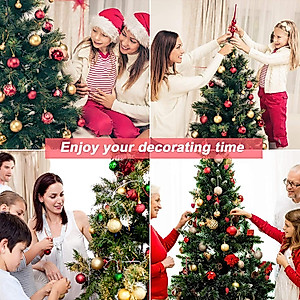 Christmas Tree Ornaments 78 Pack Christmas Tree Decorations Red and Green Gold Christmas Ball Shatterproof Hanging Tree Ornament Set Assorted Set with Hooks