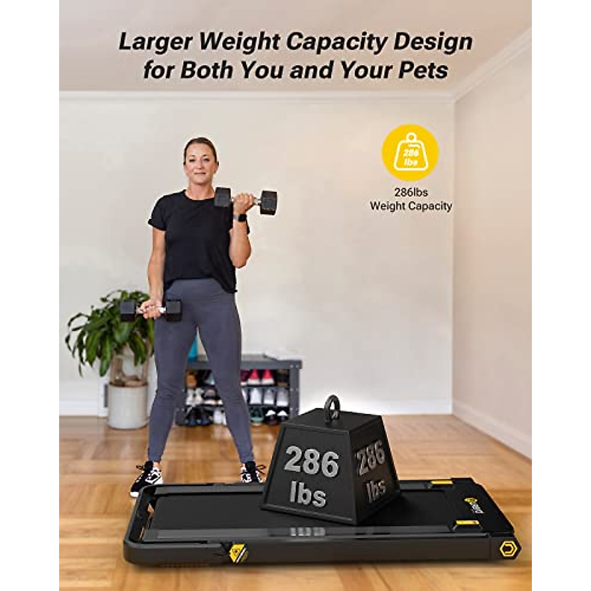 UREVO Treadmill with Desk, 3 in 1 Foldable Treadmill with Removable Desk, Install Free Under Desk Treadmill, 3HP Powerful Walking Treadmill for Office with Remote, Folding Treadmill in 2s Folding