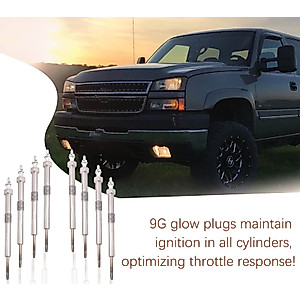 12639701 Diesel Glow Plugs 9G for Duramax LLY LML LMM Chevy&GMC LBZ LGH 6.6L, 2006 2007 2008 2009 2010 2011 2012 2013 2014 2015 2016 Silverado, Savana, Sierra, Express Replaces# 97364968