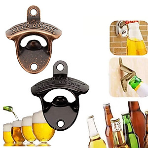 AYRXG 2 Pcs Wall Mounted Bottle Opener Vintage Beer Bottle Opener Suitable for Bars KTV Hotels Homes(Red bronze，Black)