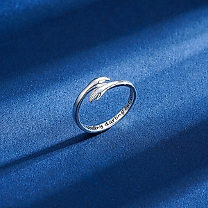 Yesteel Sterling Silver Hug Ring for Women Daughter Gift from Mom Daughter Rings