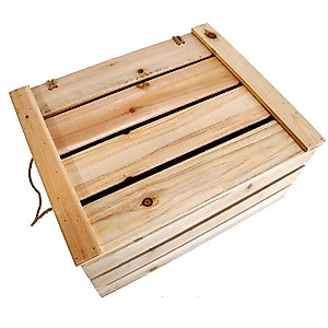 The Lucky Clover Trading Storage Box with Swing Lid Crate, Natural Wood