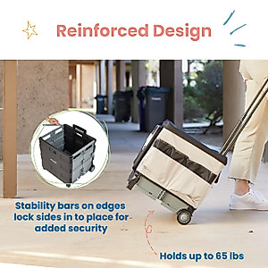 ECR4Kids Universal Rolling Cart with Canvas Organizer Bag, Mobile Storage, Black