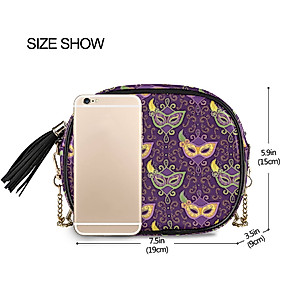 Hoijay Mardi Gras Masks Small Crossbody Shoulder Bag for Women,Cellphone Bags Card Holder Wallet Purse and Handbags