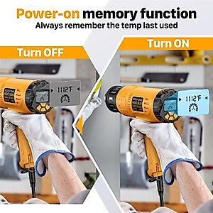 Heat Gun, SEEKONE 1800W Hot Air Gun Kit with Large Digital LCD Display Variable Temperature (122°F-1112°F) Memory Settings and Four Nozzles for Paint Remover/Stripper, Home Improvement/Restoration
